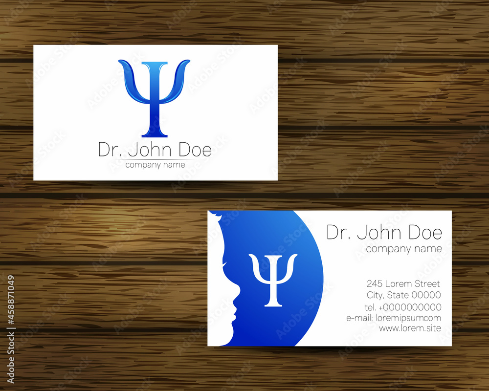 Psychology Vector Business Visit Card with Letter Psi Psy Modern logo ...