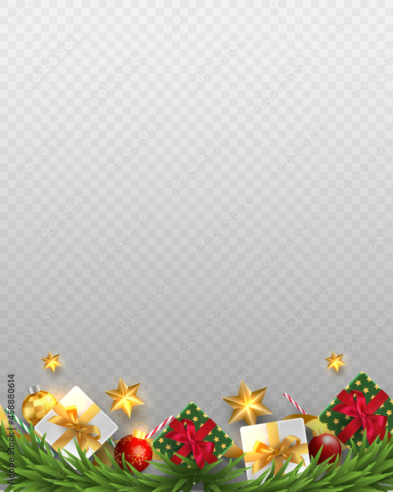 Merry Christmas and Happy New Year on transparent background. Realistic ...