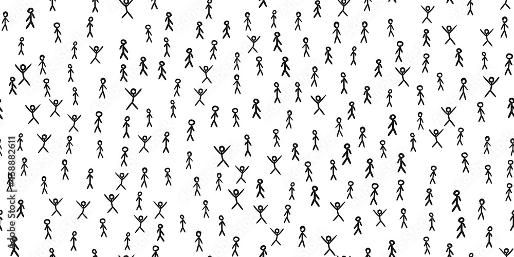Many stick figures seamless pattern, Overpopulation problem and too ...