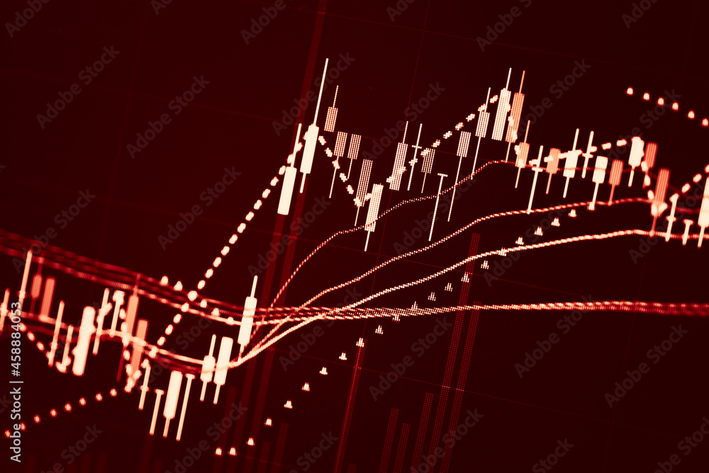 Candlestick chart in financial stock market on digital number ...