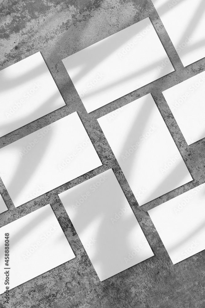 Empty white vertical rectangle poster or business card mockups with ...