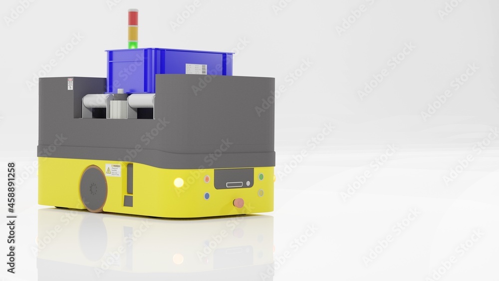 AGV ( (Automated guided vehicle) with drive roller background. 3D ...
