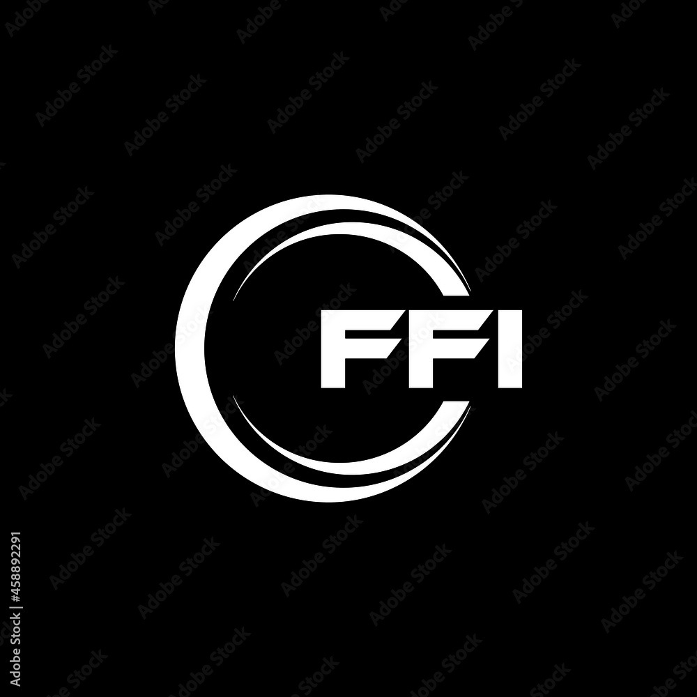 FFI letter logo design with black background in illustrator, vector ...