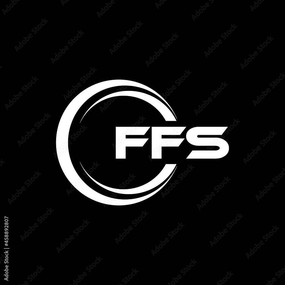 Vetor do Stock: FFS letter logo design with black background in ...