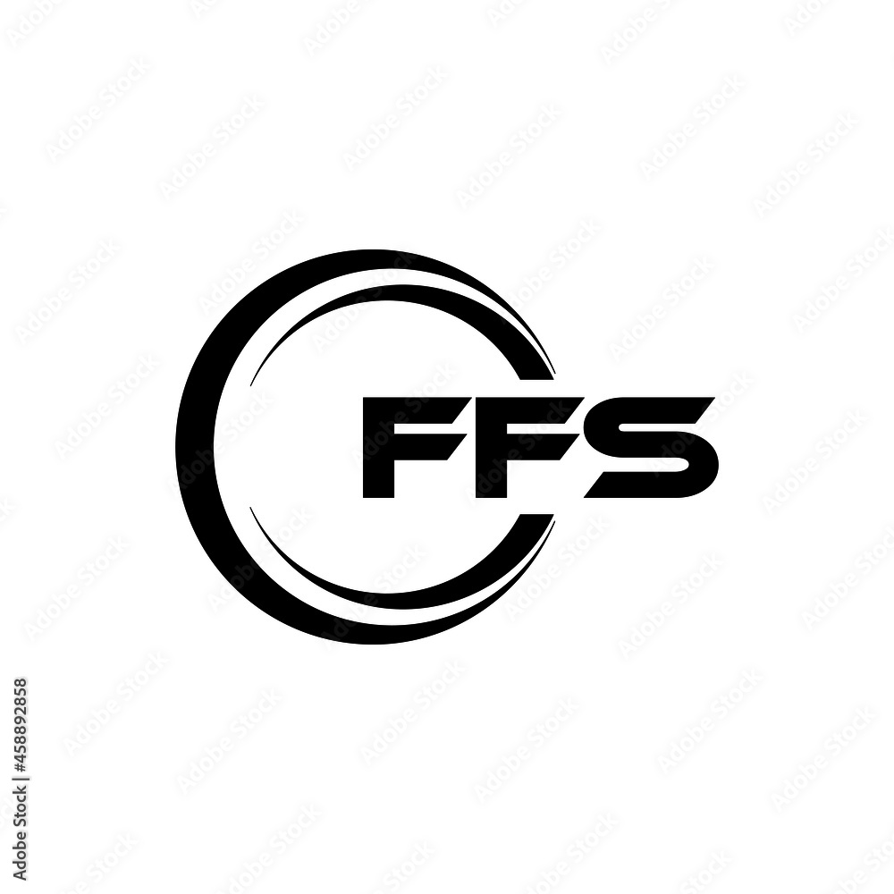 Vetor do Stock: FFS letter logo design with white background in ...