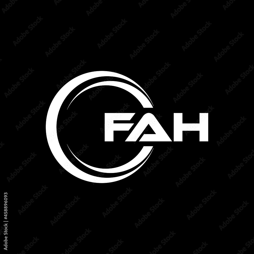 FAH letter logo design with black background in illustrator, vector ...