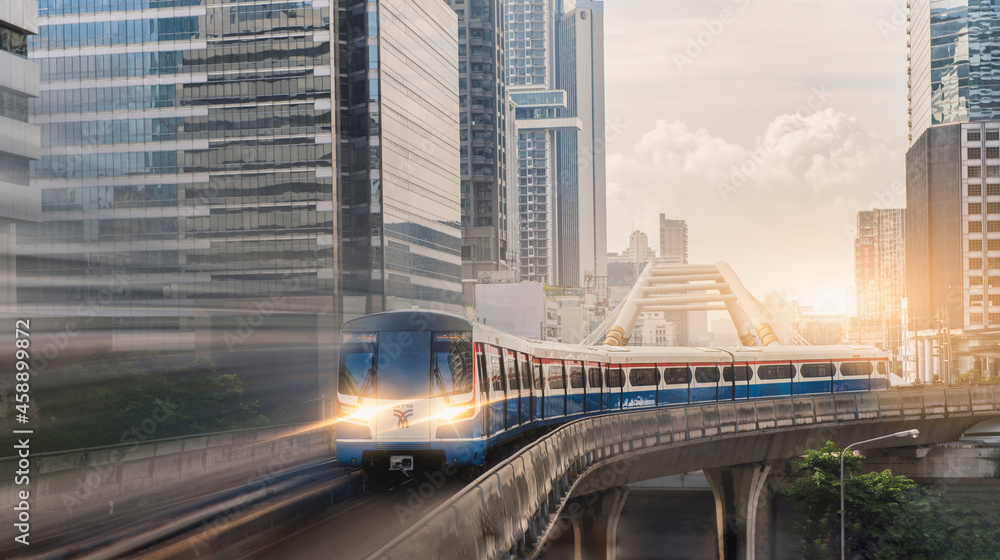 BANGKOK THAILAND - SEP 23 : BTS Skytrain, Electric train, running on ...