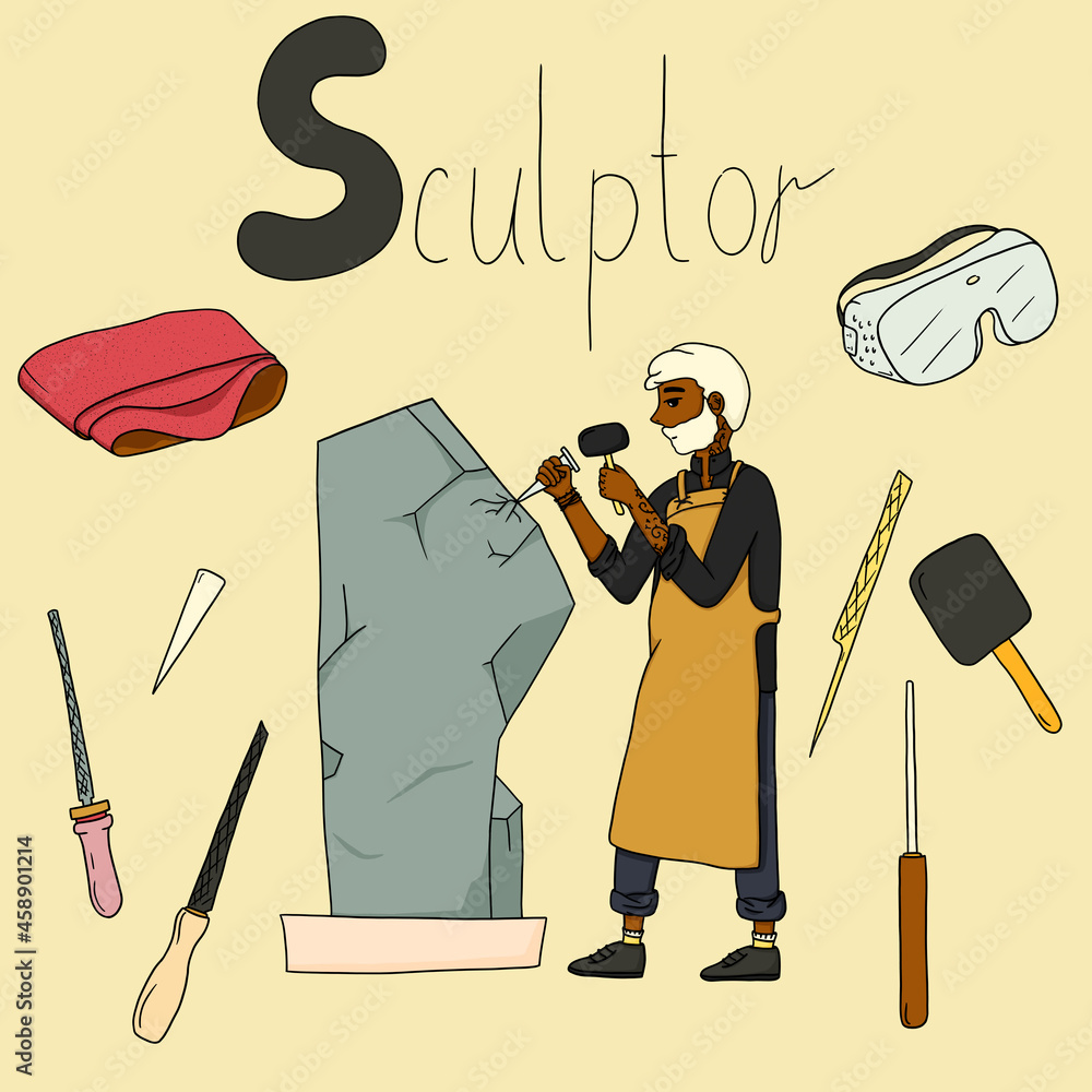 Alphabet Profession set. Learn letters with professions. Illustrator ...