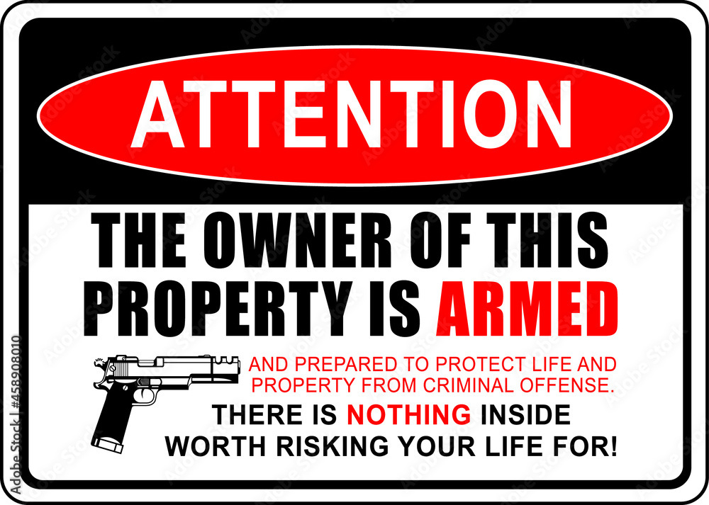 Attention Owner Property Warning Sign Stock Vector | Adobe Stock