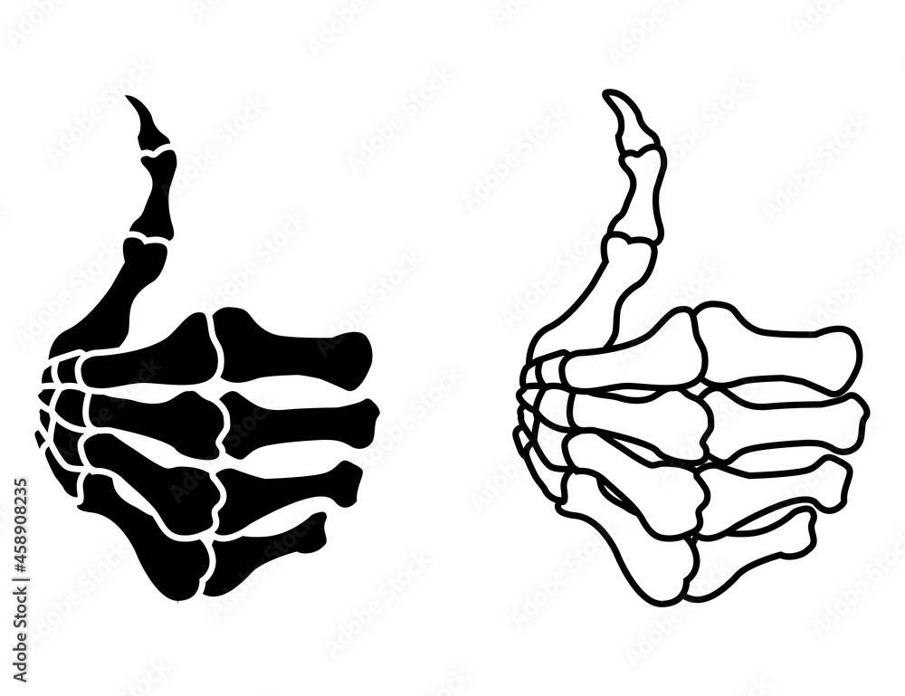 Skeleton Hand Gesture Thumbs Up Collection Set Stock Vector | Adobe Stock