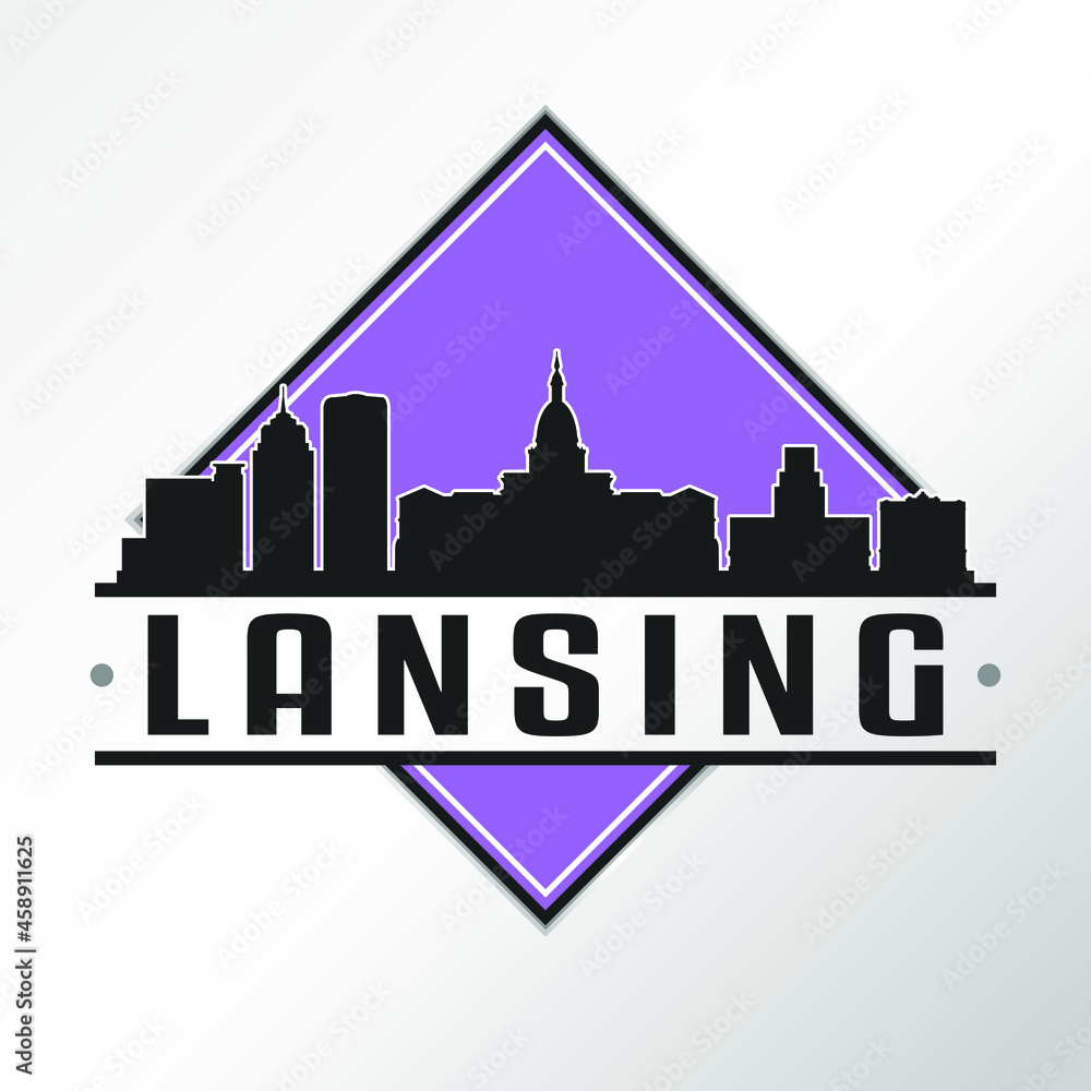 Lansing, MI, USA Skyline Logo. Adventure Landscape Design Vector ...