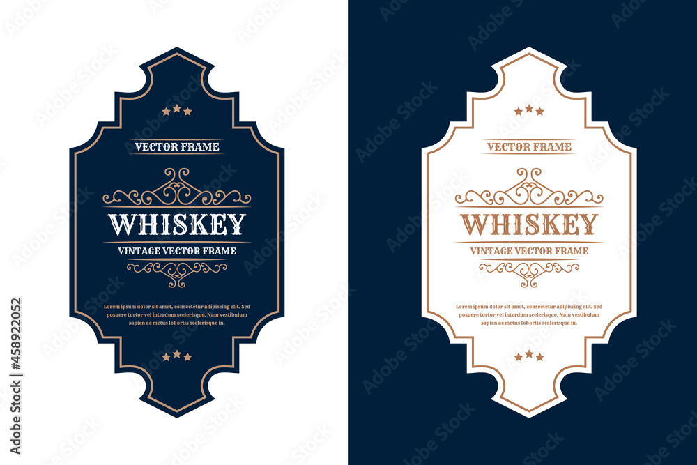 Whiskey Bourbon Vintage luxury antique logo border frame western ...
