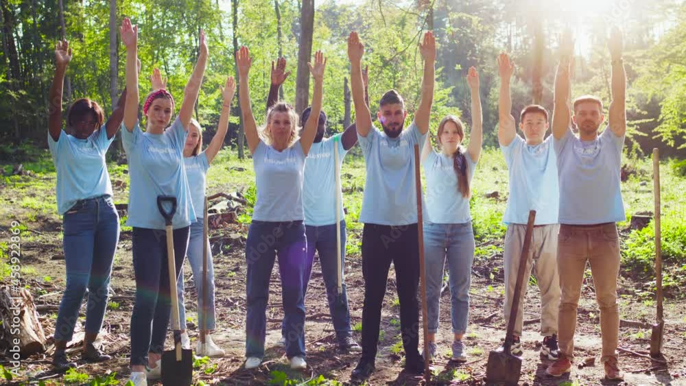 Vidéo Stock Volunteers' hands of mixed races and different ages. Group ...