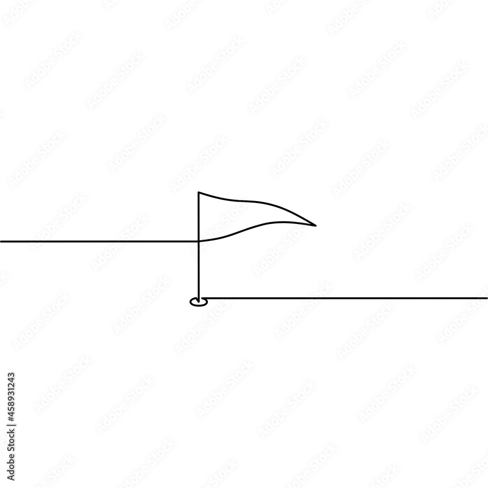 Continuous line drawing of flag, object one line, single line art ...