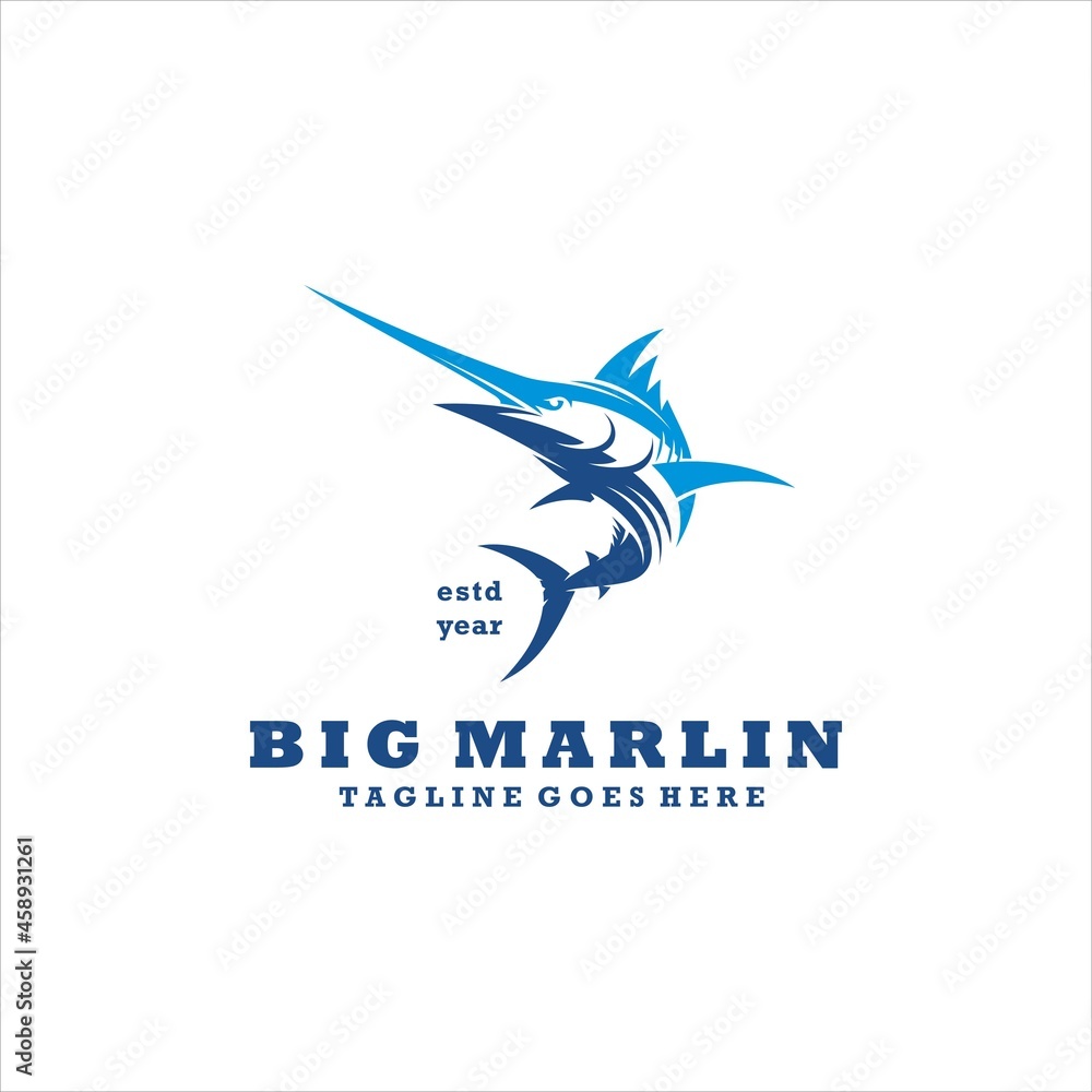 Marlin Fish Logo Design Vector Image Stock Vector | Adobe Stock