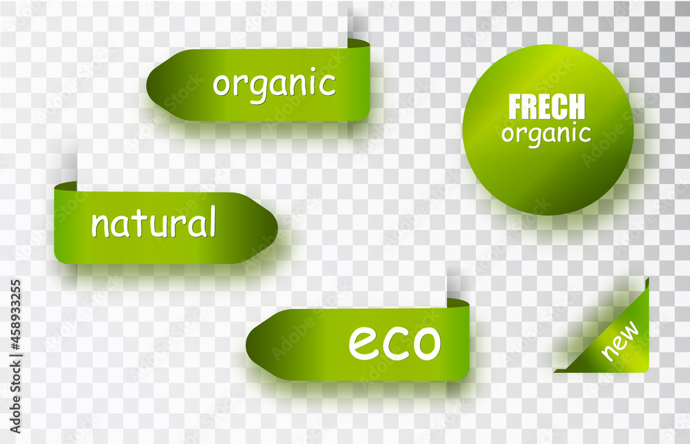 Green tags. Collection with Eco tags and labels and stickers. Vector ...