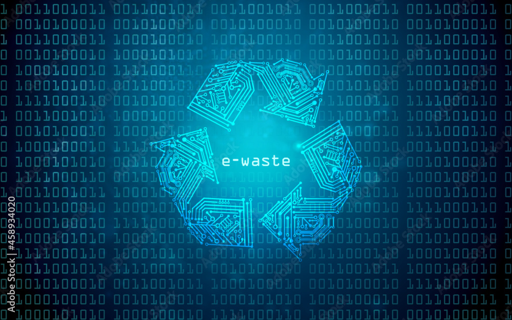 e-waste, recycling icon made from a circuit board illustration Stock ...