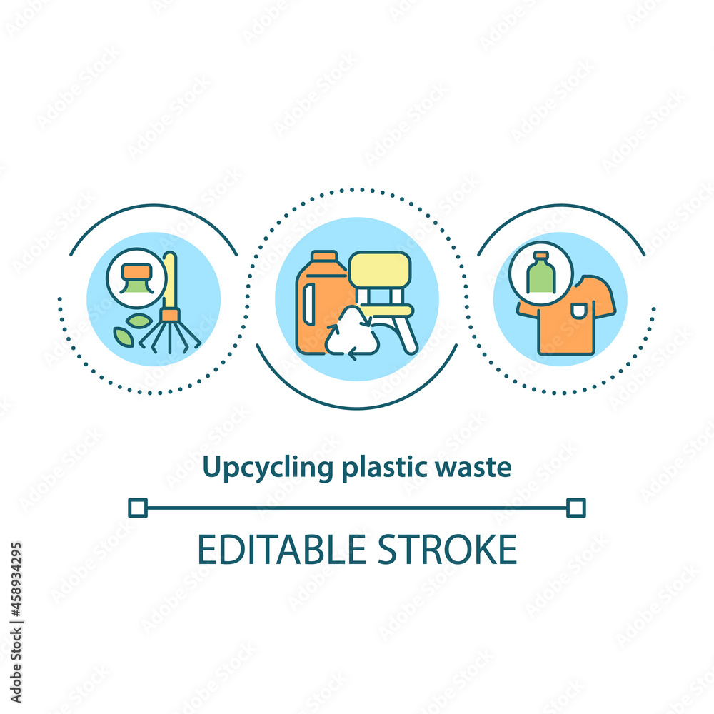 Upcycling plastic waste concept icon. Waste management process ...