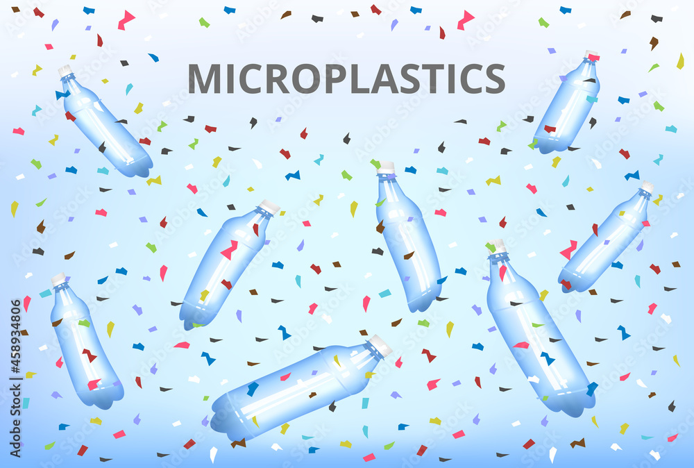 Vector illustration of microplastics – very small pieces of plastic ...