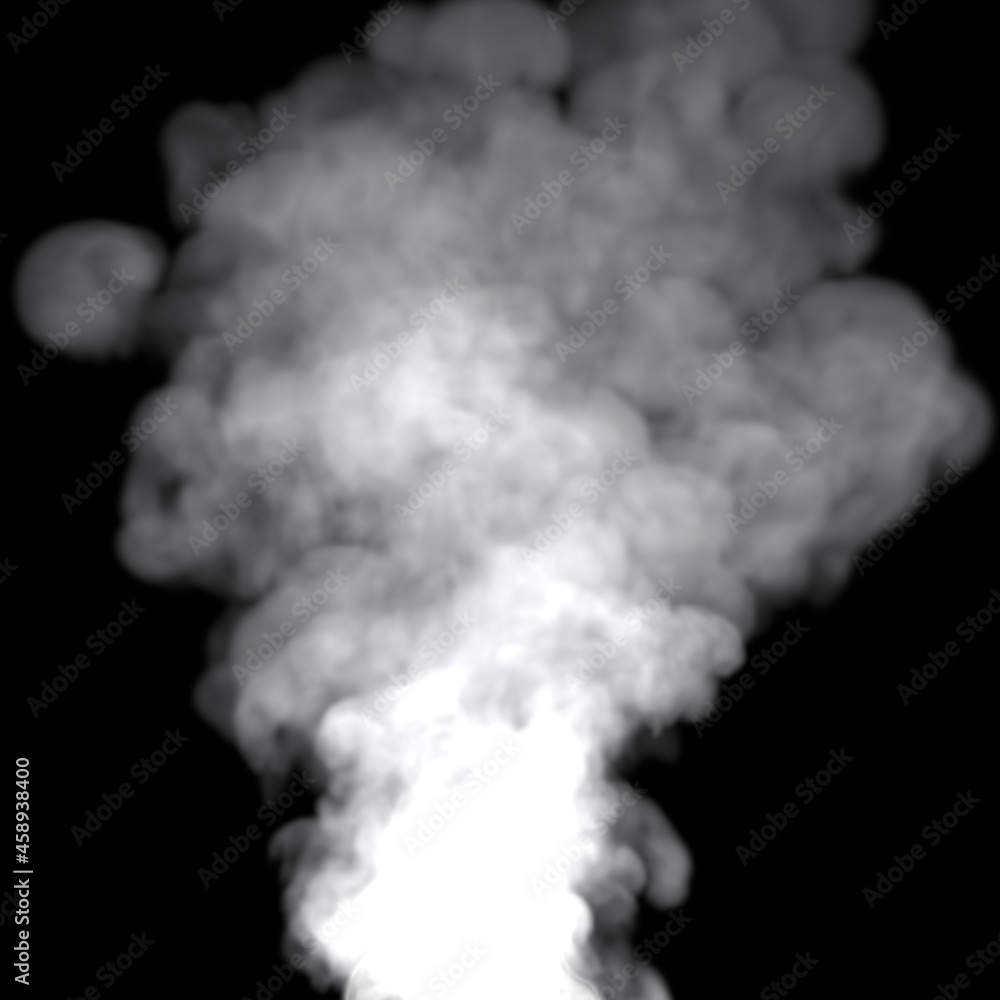 3D render of white smoke. Smoke rises and fills the space. Fog, white ...