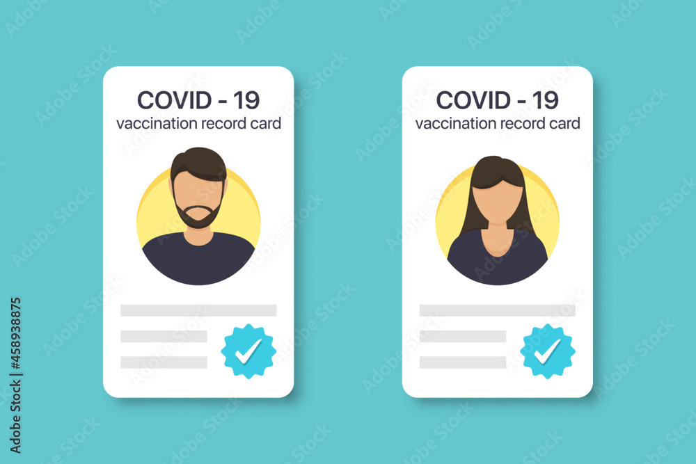 COVID-19 vaccination record card for men and woman. Immunity Covid-19 ...