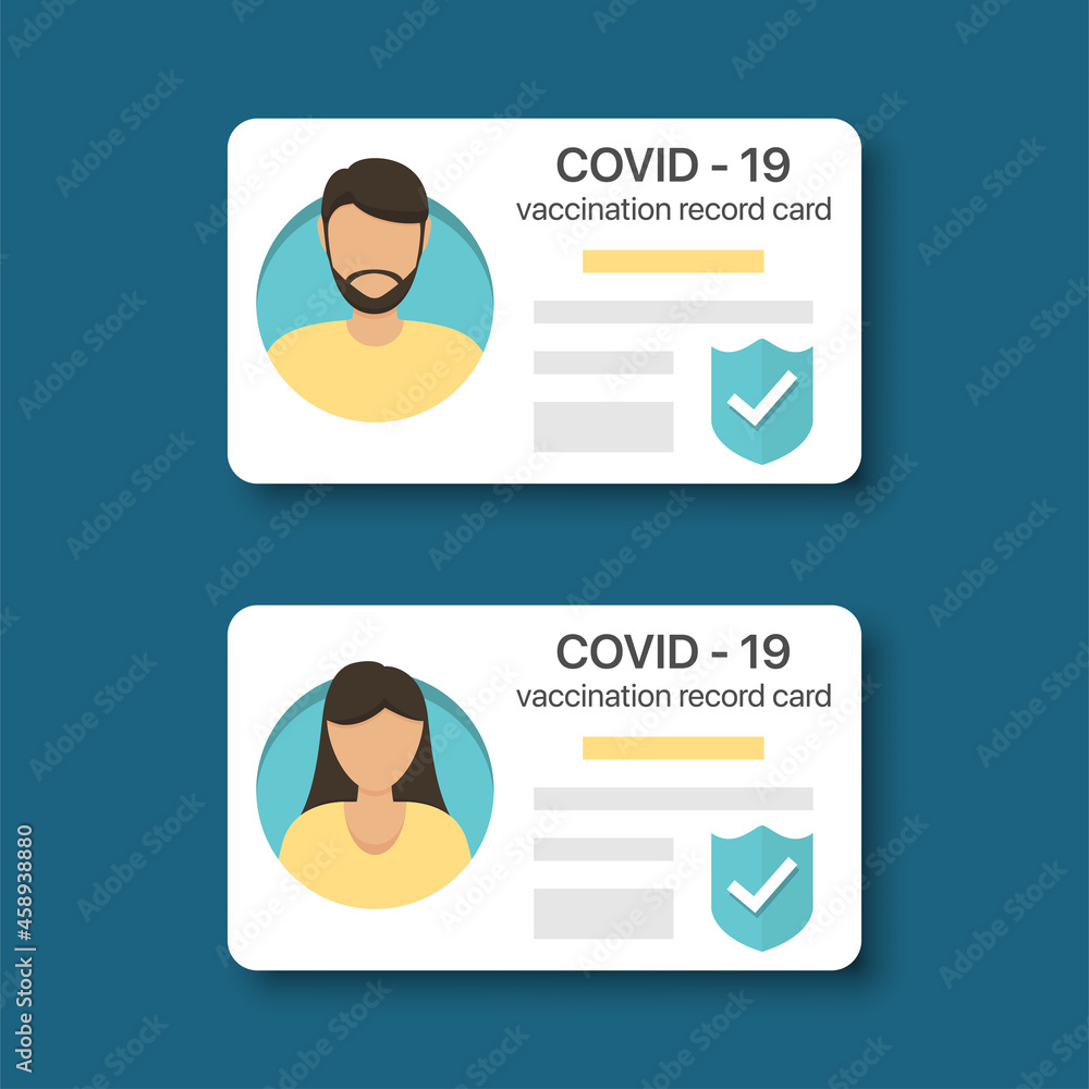 COVID-19 vaccination record card for men and woman. Immunity Covid-19 ...