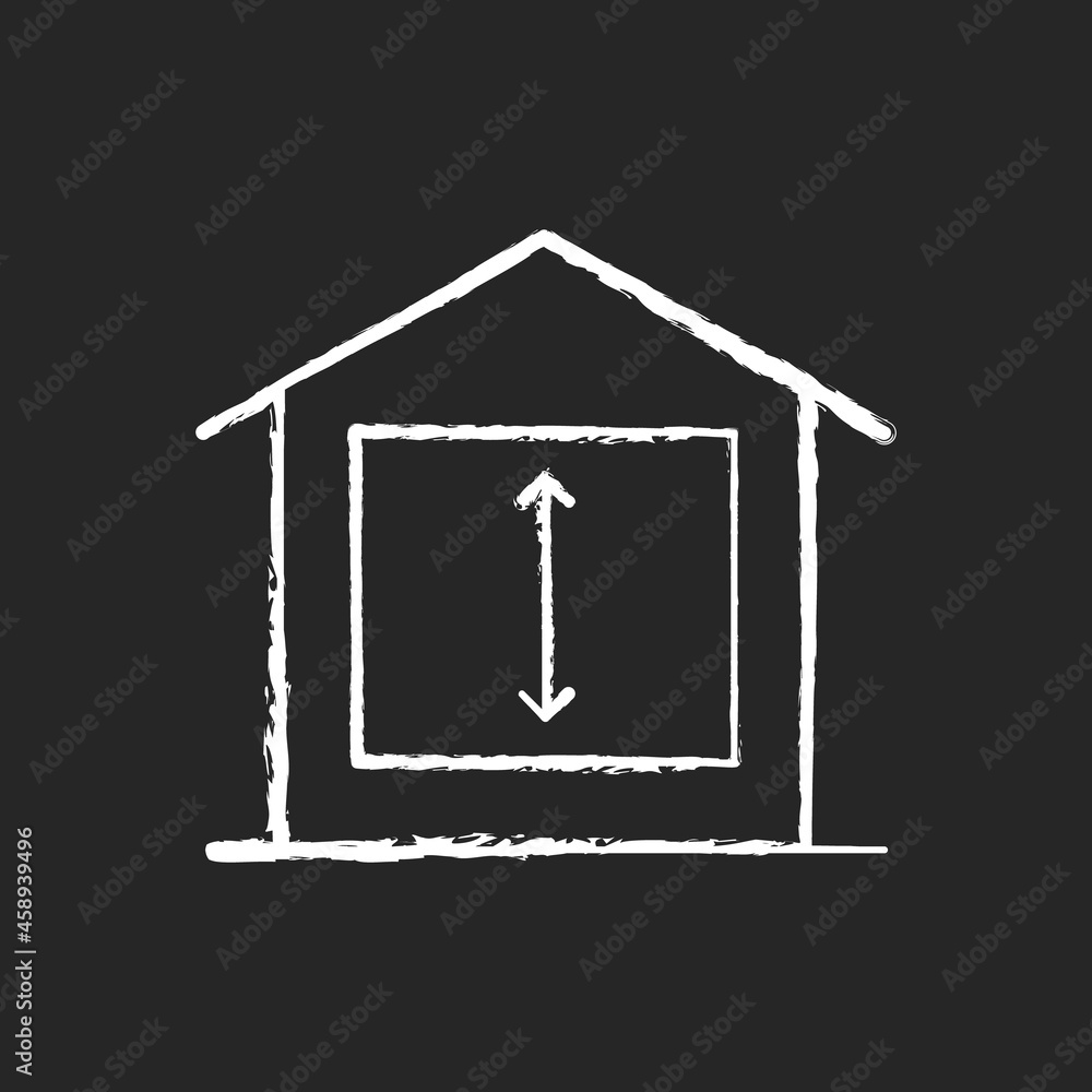 Minimum ceiling heights chalk white icon on dark background. Standards ...
