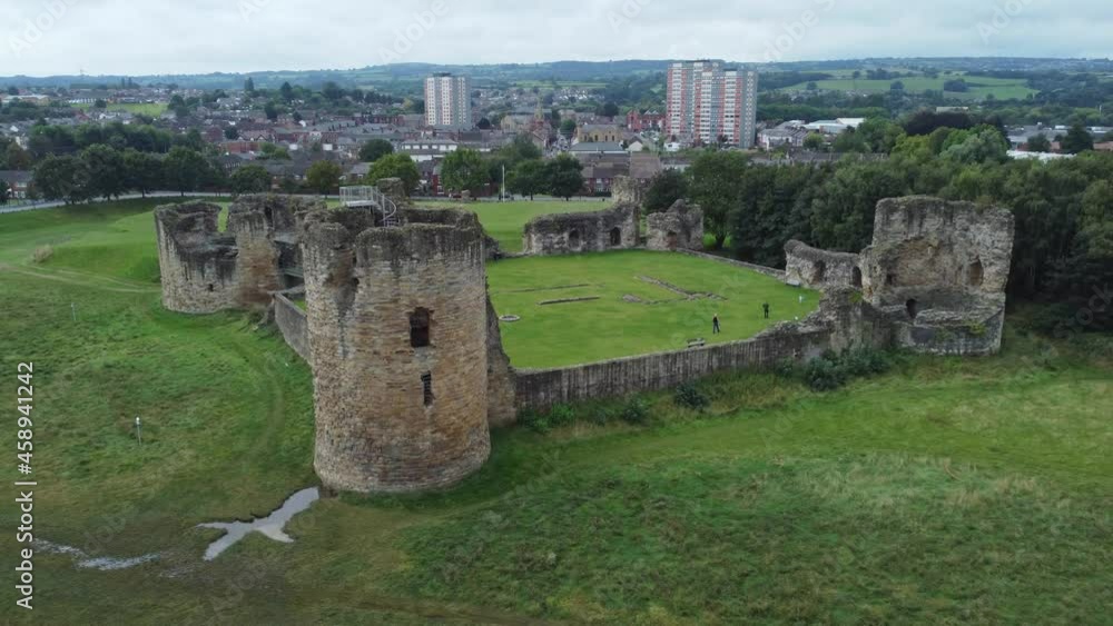 Flint castle Welsh medieval coastal military fortress ruin aerial view ...