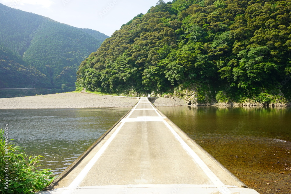 Shimanto River Valley and Iwama Sinking bridge in Kochi, Shikoku, Japan ...