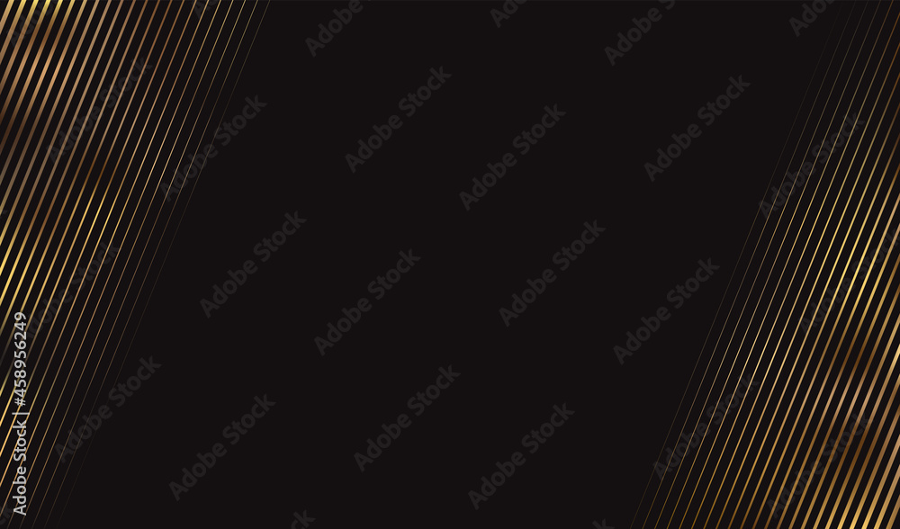 Abstract diagonal golden stripes line pattern on black background with ...