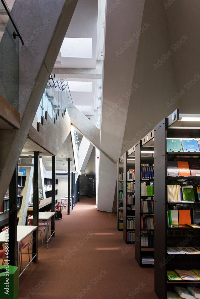 Modern library in a new university building. Stock Photo | Adobe Stock