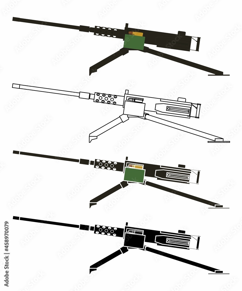 Machine gun M2 WWII, USA Stock Vector | Adobe Stock