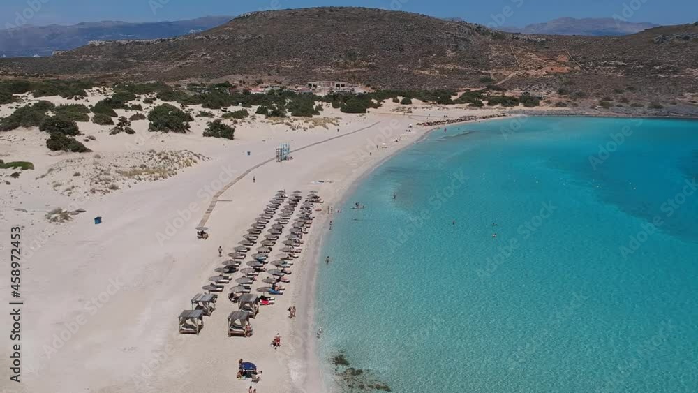 Aerial view of Simos beach in Elafonisos island in Greece. Elafonisos ...