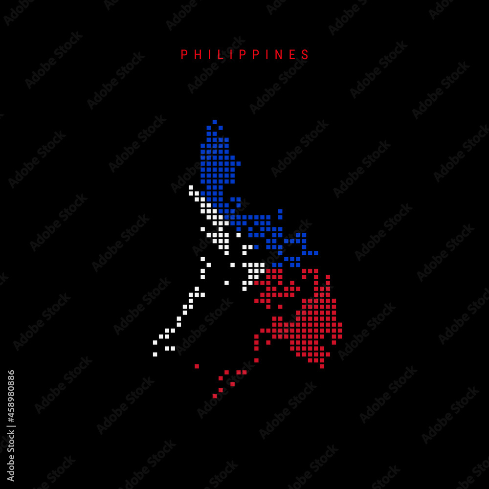 Square dots pattern map of Philippines. Dotted pixel map with flag ...
