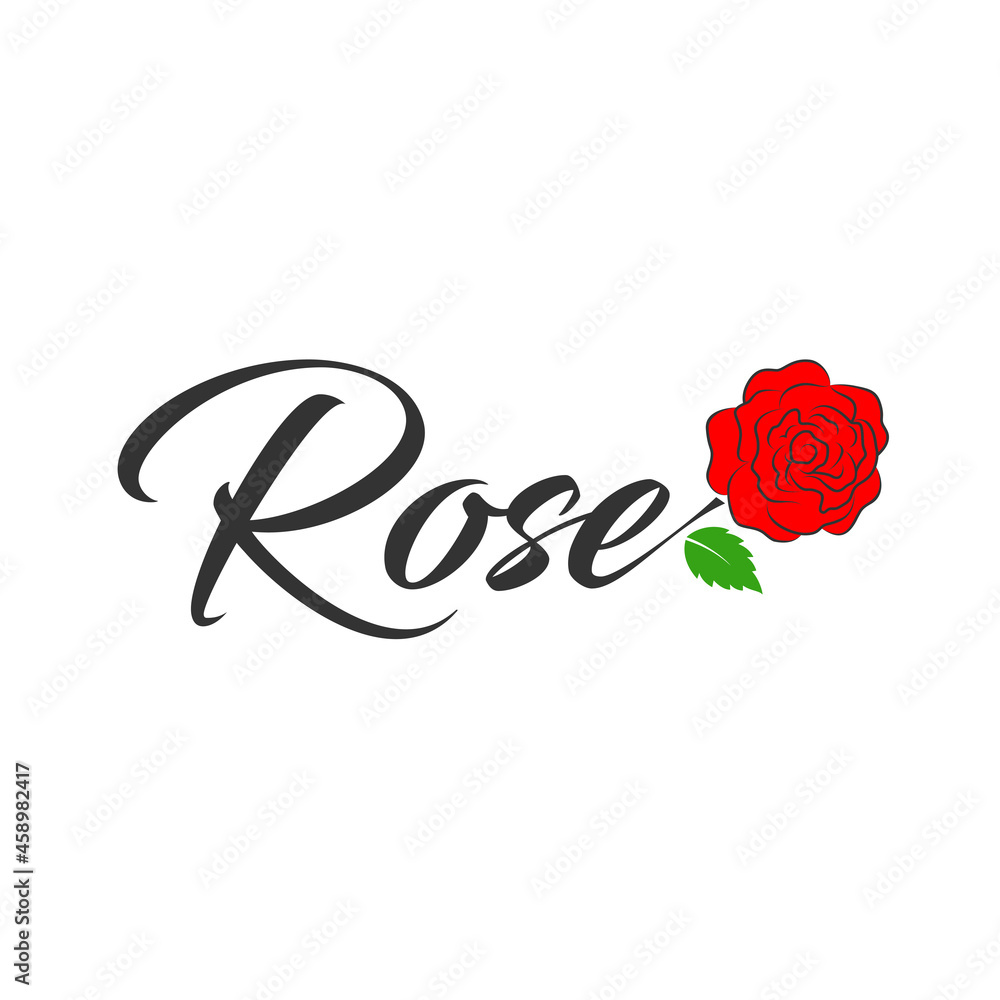 Simple and unique Letter or writing ROSE script font with and leaf ...