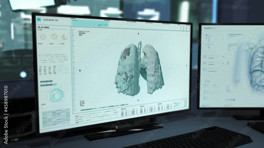 Diagnostic Examination Of Lung Organ In Modern X-ray Medical Computer ...