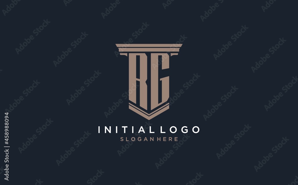 RG initial logo with pillar style, luxury law firm logo design ideas ...
