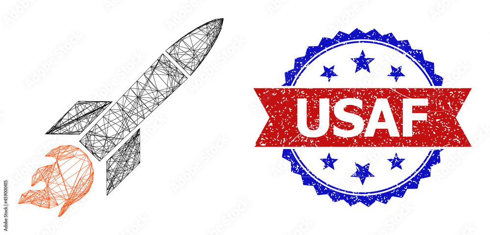 Network missile framework icon, and bicolor rubber USAF seal stamp ...