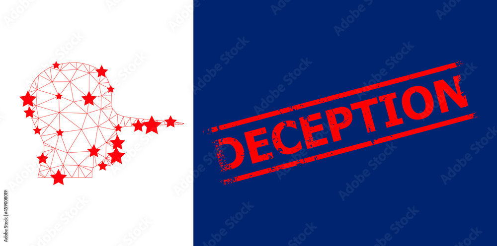 Mesh liar person polygonal icon vector illustration, and red DECEPTION ...