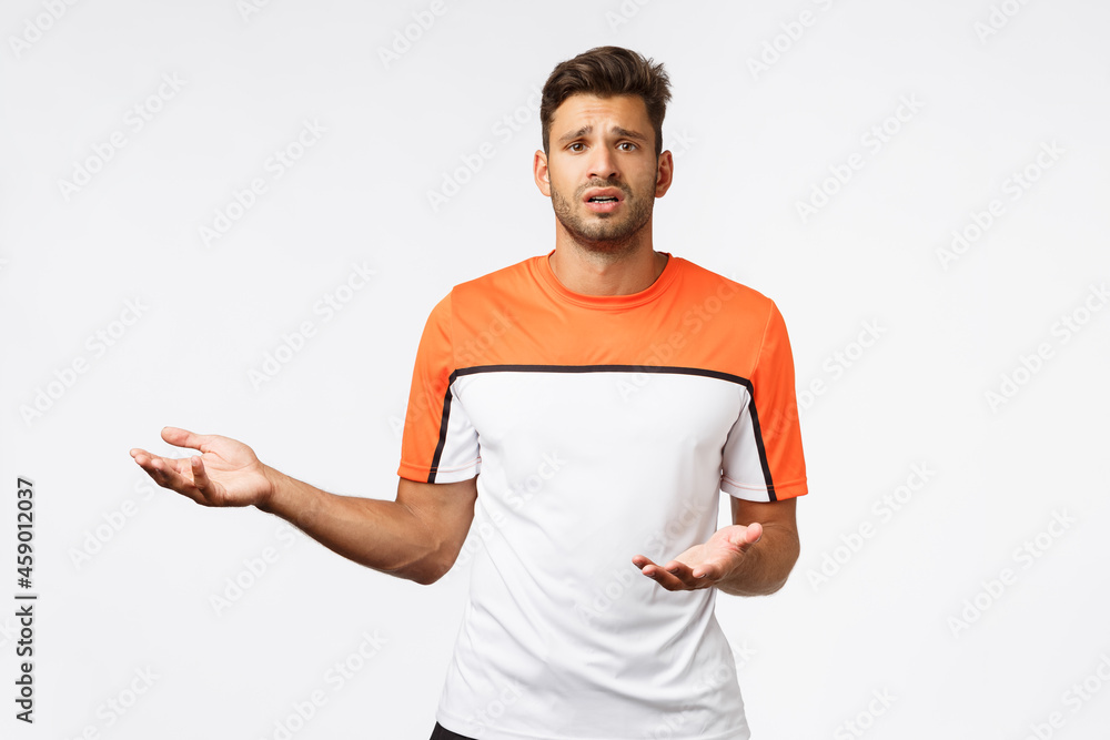 Upset, disappointed gloomy bearded sportsman feeling let down and moody ...
