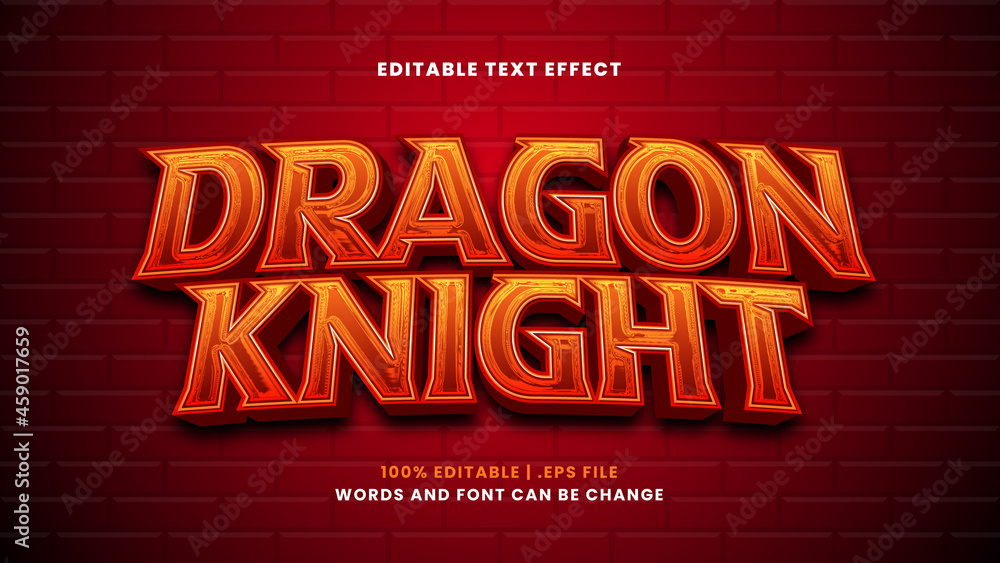 Dragon knight editable text effect in modern 3d style Stock Vector ...