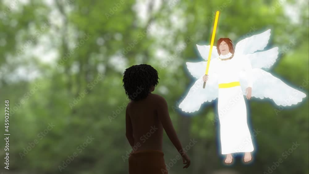 luminous angel appearing to boy, animation and 3d characters Stock ...