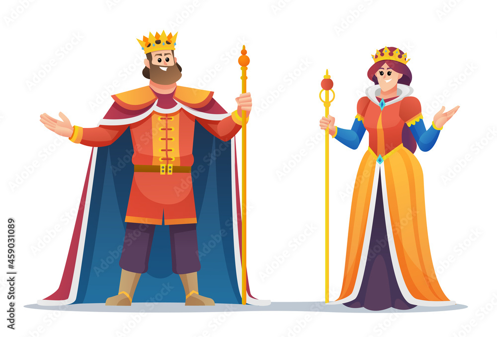 King and queen cartoon character set Stock Vector | Adobe Stock