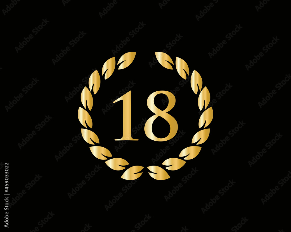 18th Anniversary Ring Logo Template. 18th Years Anniversary Logo With ...