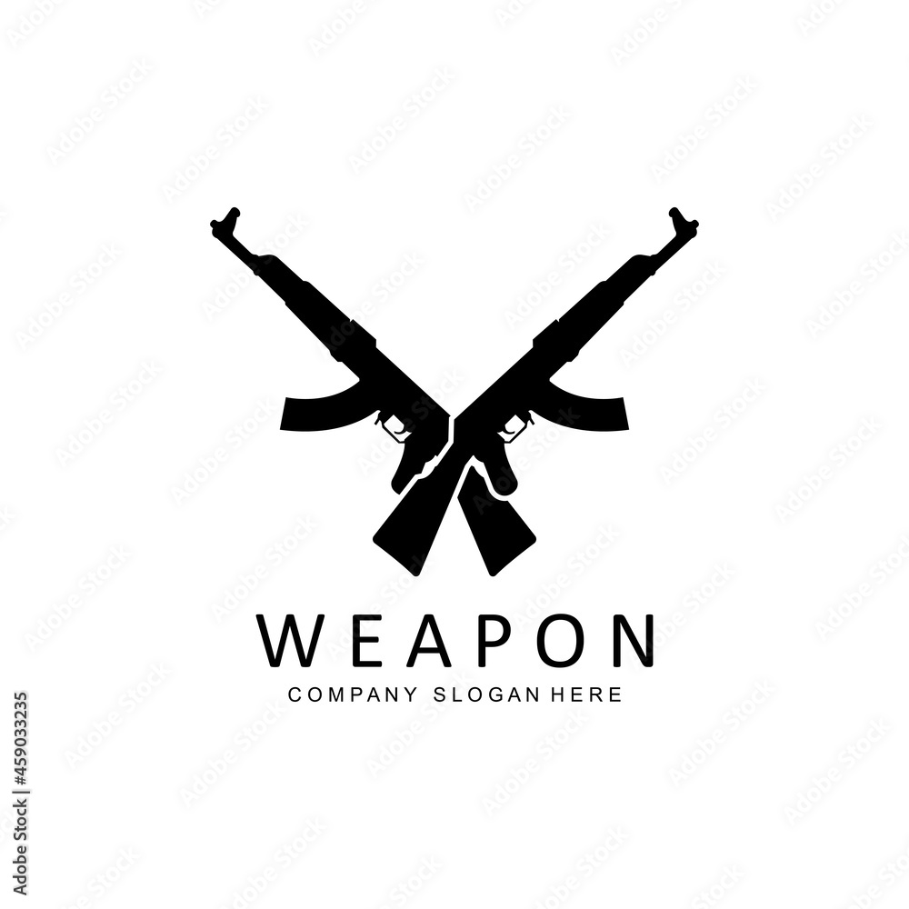 Automatic weapon logo vector icon. Battle weapons. Pistols, rifles ...