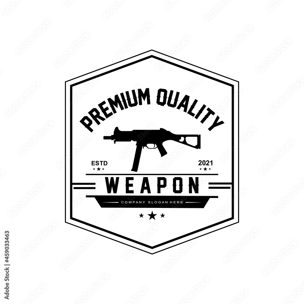 Automatic weapon logo vector icon. Battle weapons. Pistols, rifles ...
