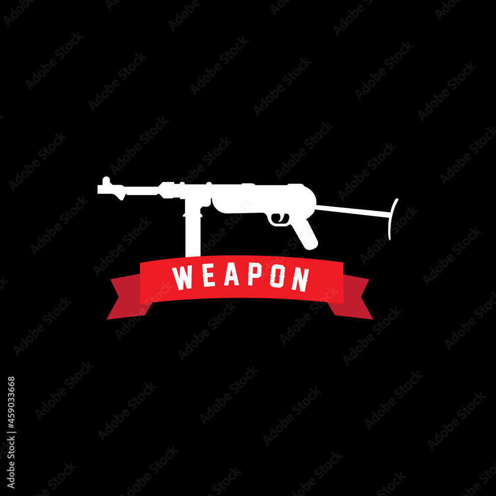 Automatic weapon logo vector icon. Battle weapons. Pistols, rifles ...
