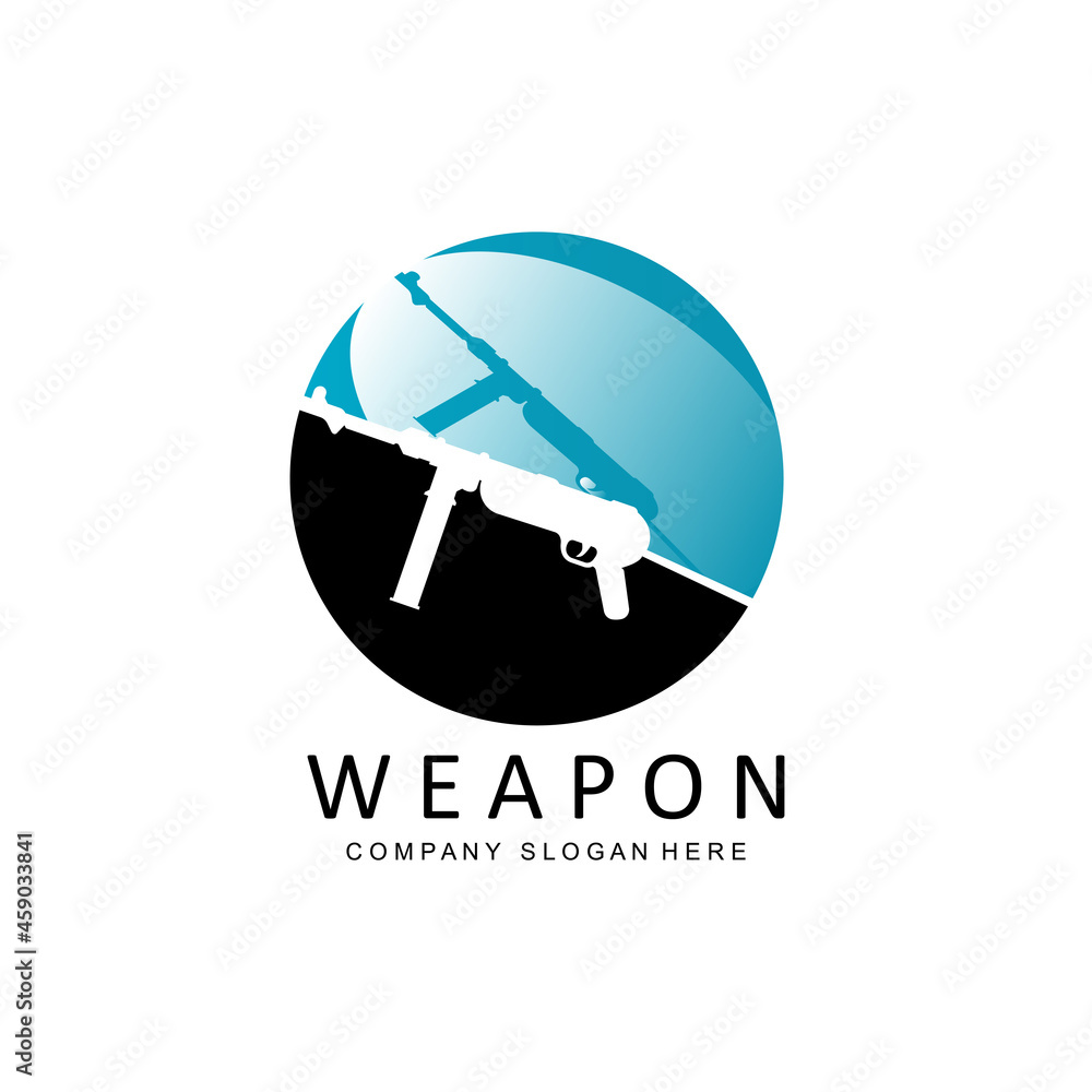 Automatic weapon logo vector icon. Battle weapons. Pistols, rifles ...
