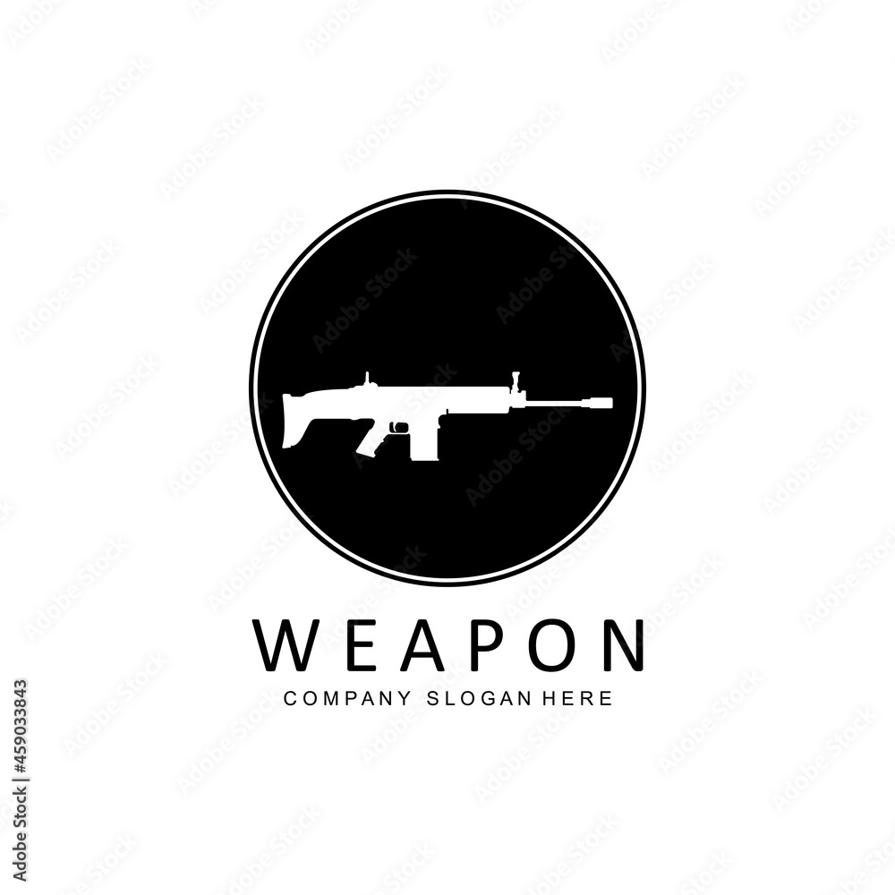Automatic weapon logo vector icon. Battle weapons. Pistols, rifles ...
