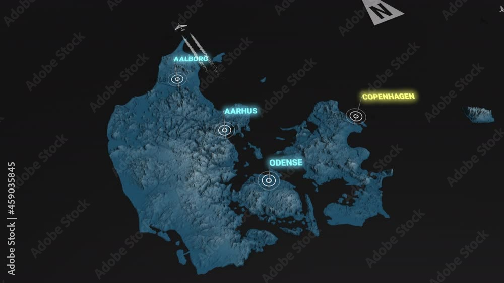 Seamless looping animation of the 3d terrain map at nighttime of ...